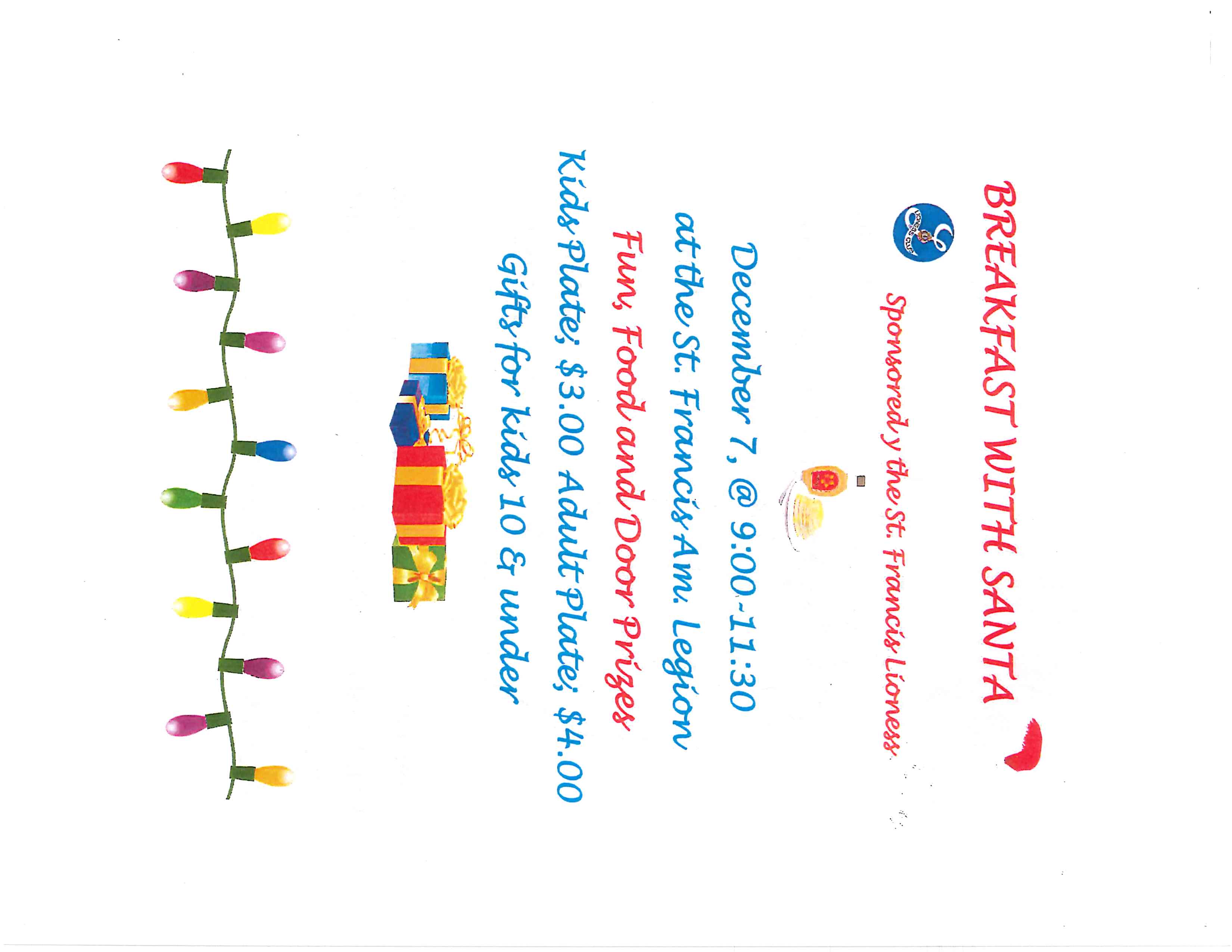 Breakfast with Santa | St. Francis Minnesota