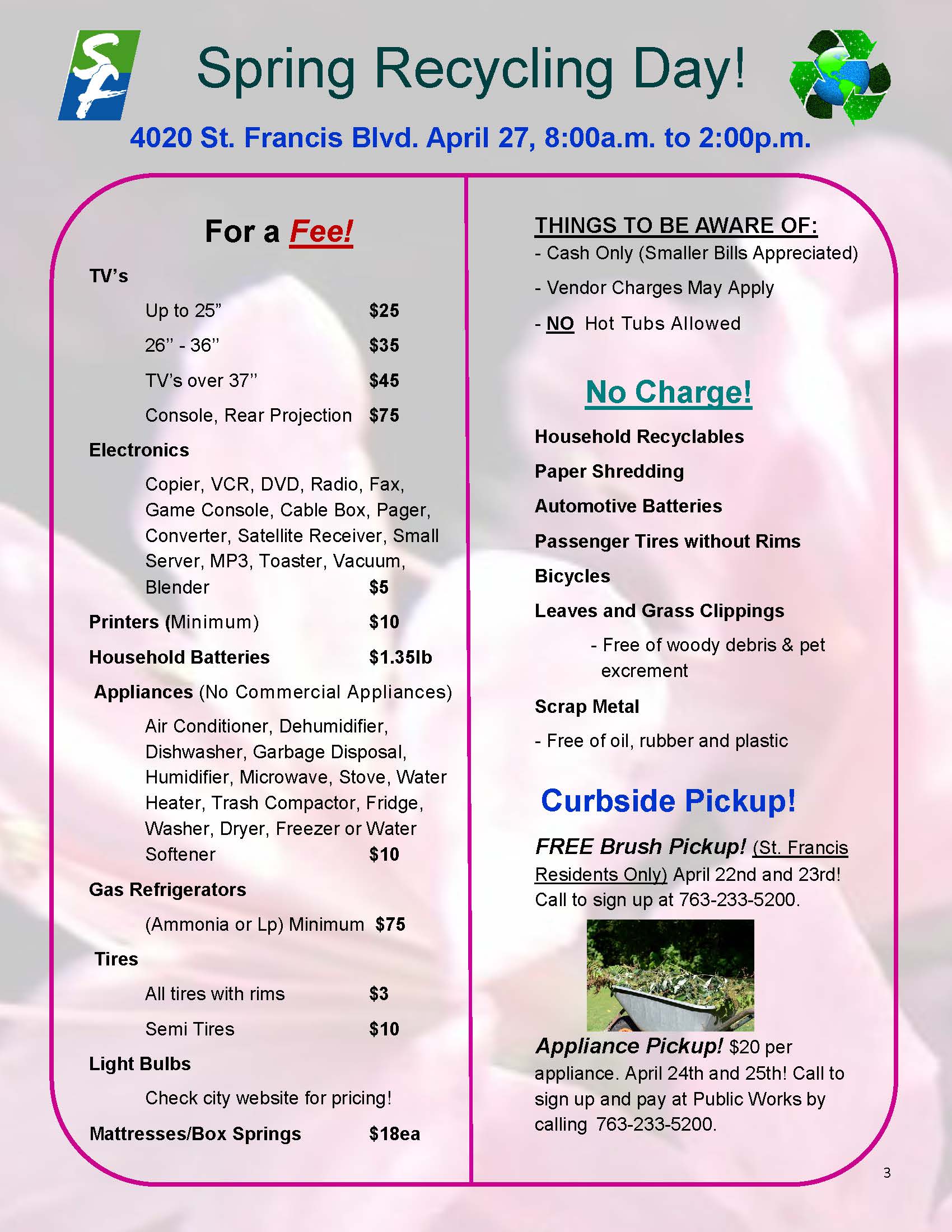 Spring Recycle Day! | St. Francis Minnesota