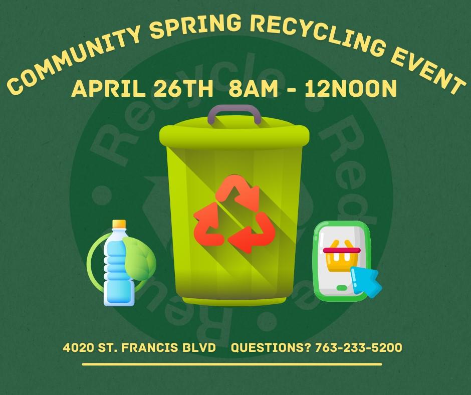 Spring Recycle Event -April 26th | St. Francis Minnesota